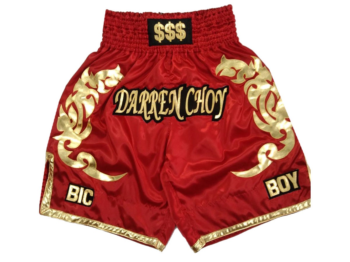 Kanong Custom Boxing Shorts : KNBXCUST-2039-Red - MuayThaiSport.com